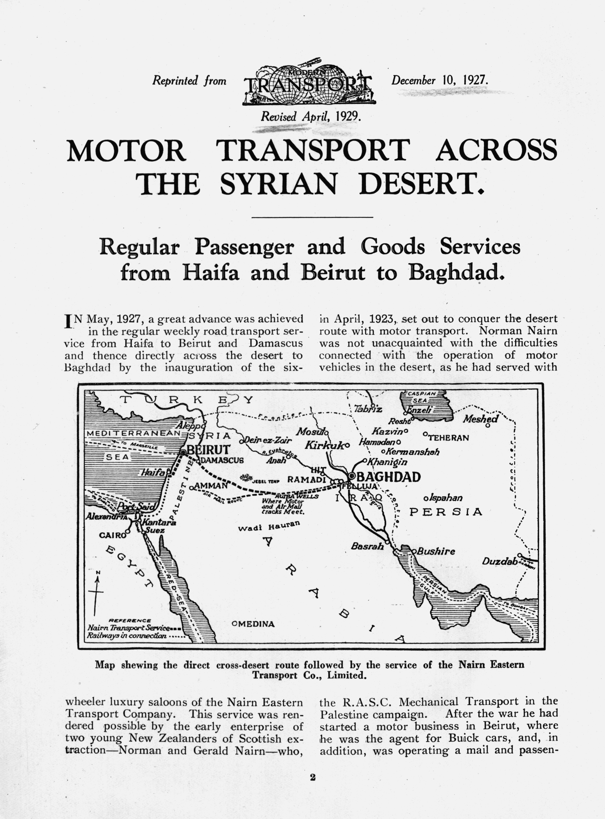 SALT Research: Article on the motor transport across the Syrian desert ...