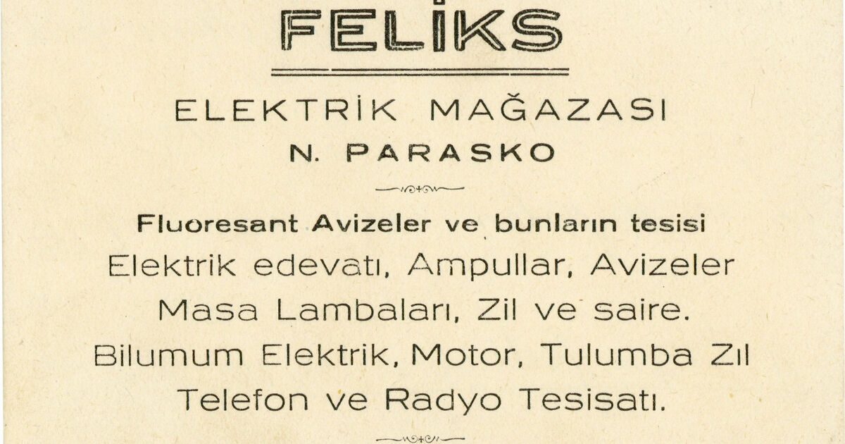 Salt Research: Feliks Elektrik Mağazası - N. Parasko