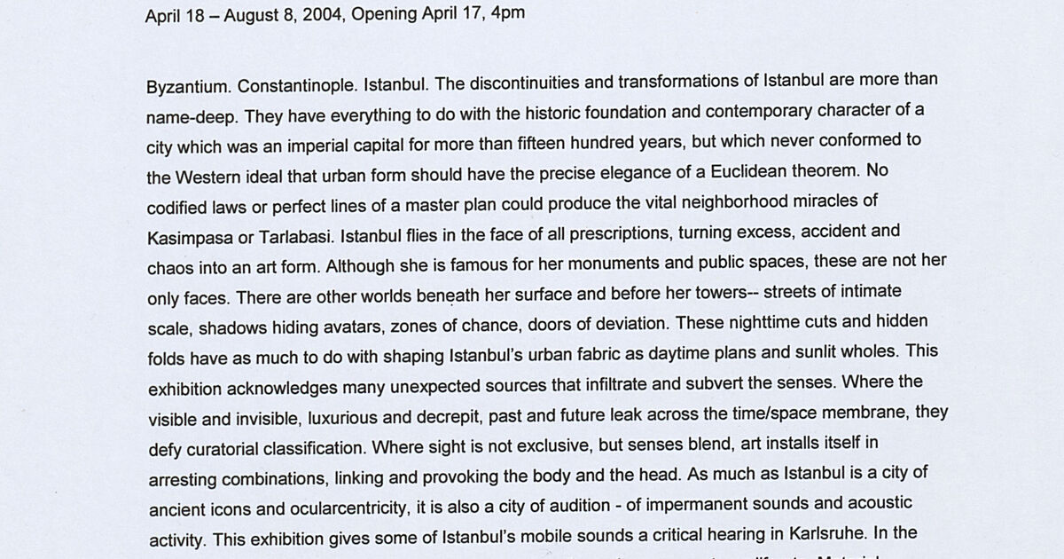 Salt Research: Roger Conover'in "Call Me Istanbul ist mein Name" (ZKM ...